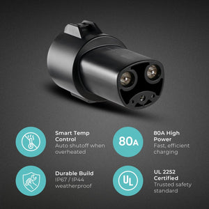 Lectron J1772 to Tesla (NACS) EV Adapter | 240V | 80 Amp | UL 2252 Cer ...