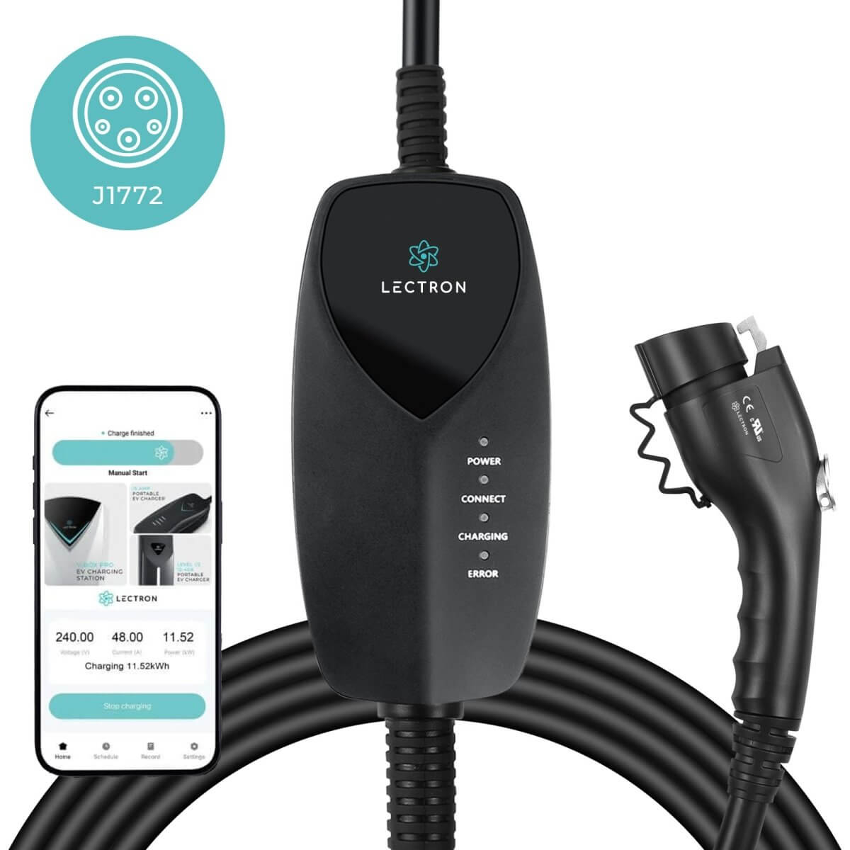 Lectron Portable Level 1 J1772 EV Charger (WiFi) with App Control | 12 ...
