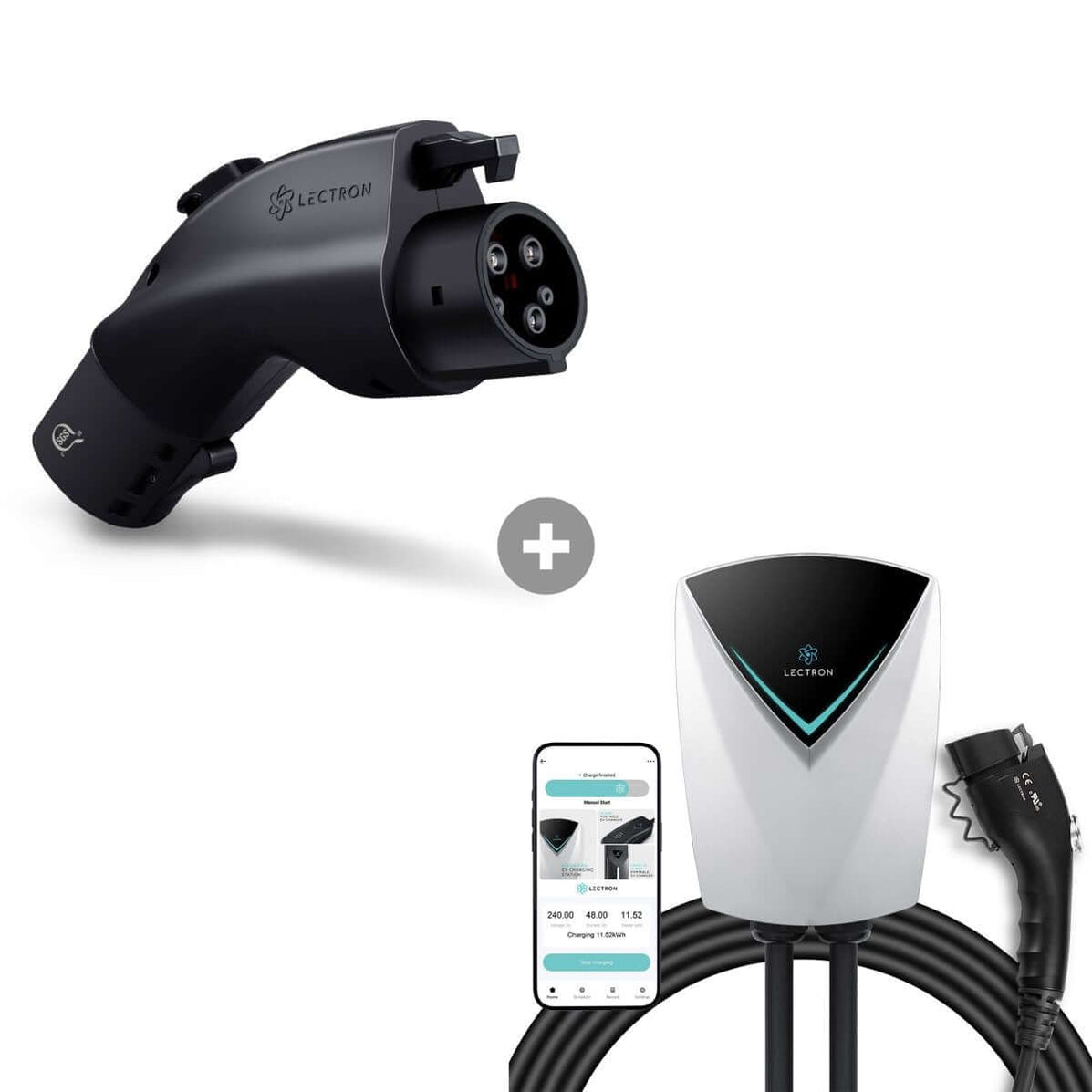 Lectron Tesla to J1772 Adapter (48A / Black) + Level 2 J1772 V-BOX Pro ...